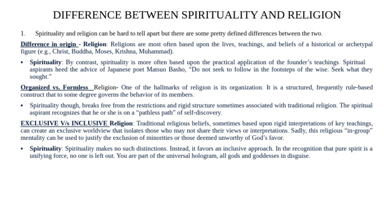 Spirituality vs. Religion Explained | PDF