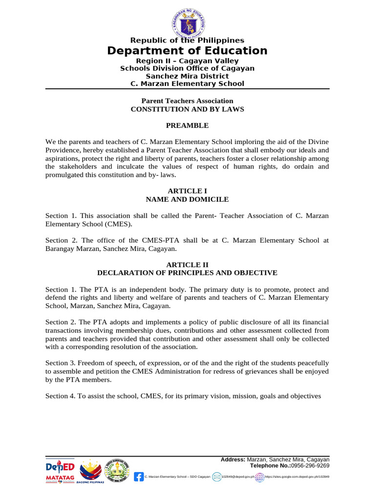 GPTA Constitution and by Laws | PDF | Quorum | Government