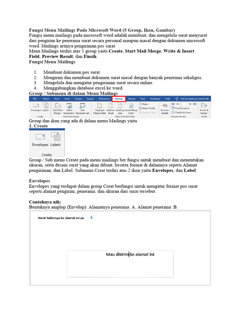 Fungsi Menu Mailings di Microsoft Word | PDF