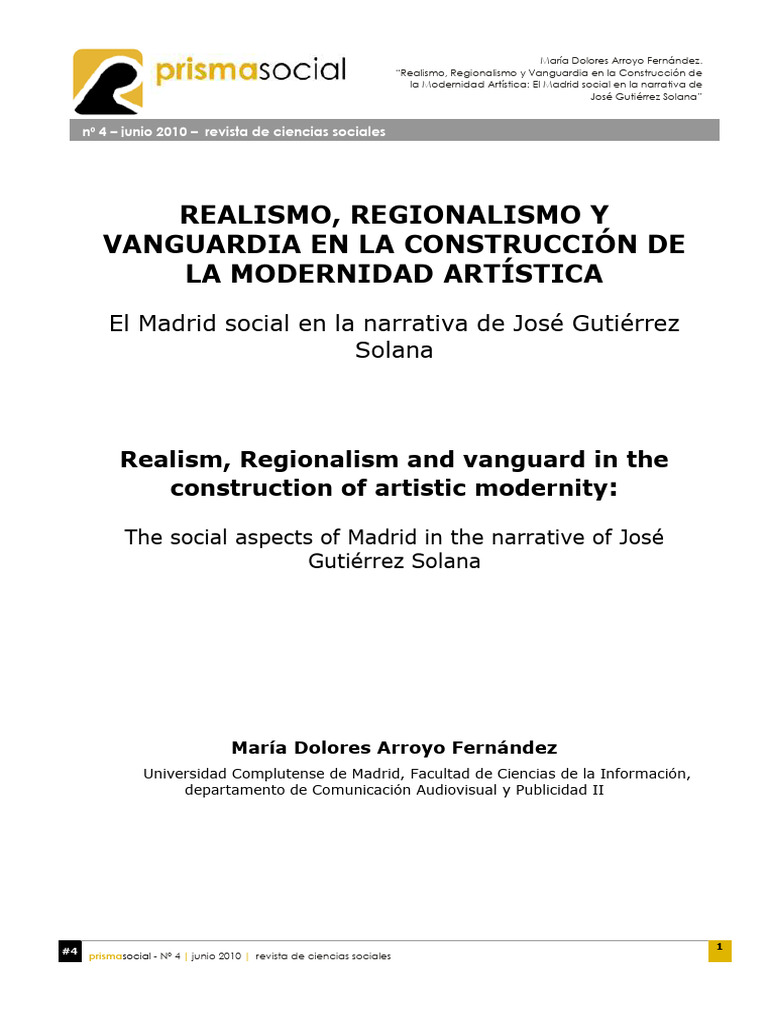 Realismo, Regionalismo Y Vanguardia en La Construcción de La Modernidad ...