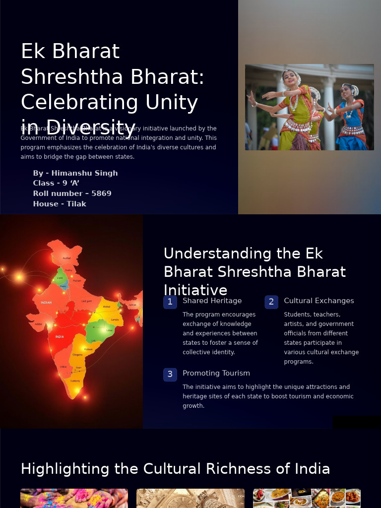 Ek Bharat Shreshtha Bharat Celebrating Unity in Diversity | PDF
