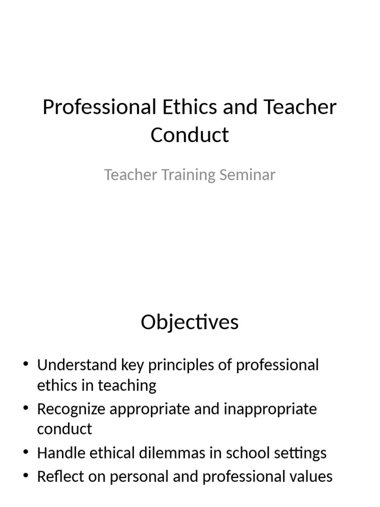 Professional Ethics Teacher Training | PDF