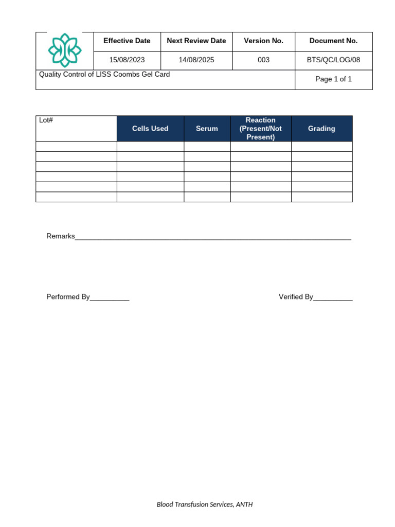8-QC Liss Coombs Gel Card | PDF