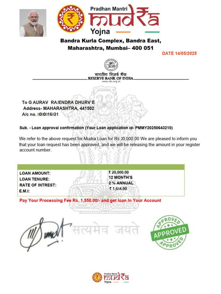 Gaurav Rajendra Dhurve Approval Letter. | PDF