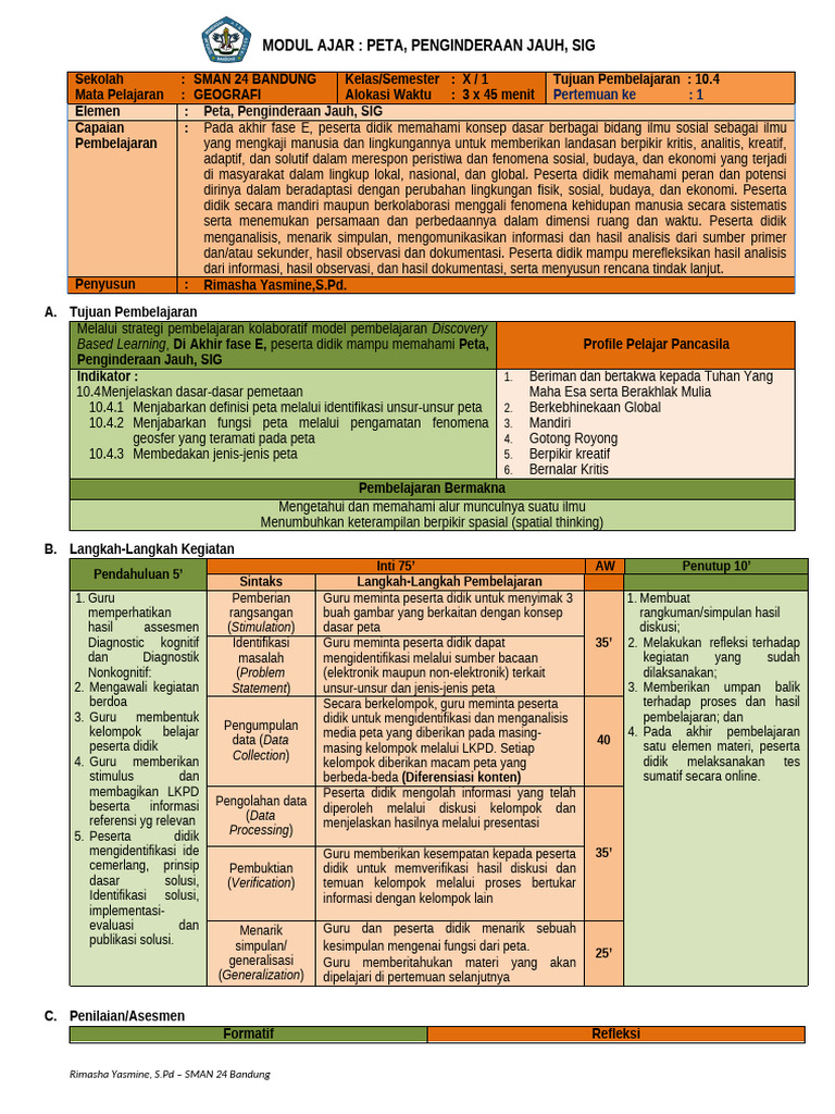 MODUL AJAR - Peta, Penginderaan Jauh, SIG | PDF