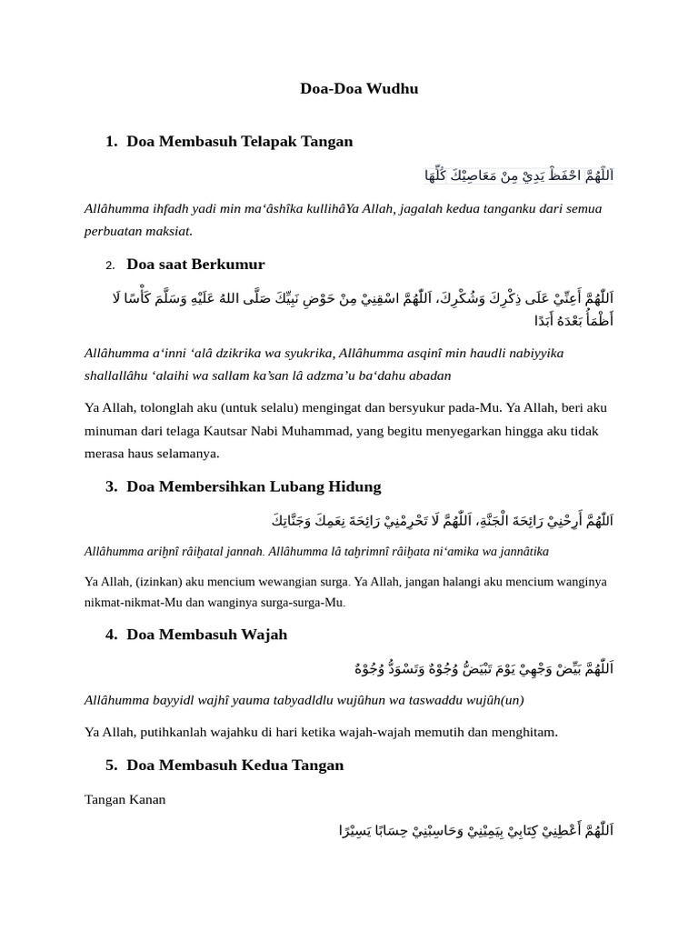 Doa Wudhu Lengkap dan Pendek | PDF