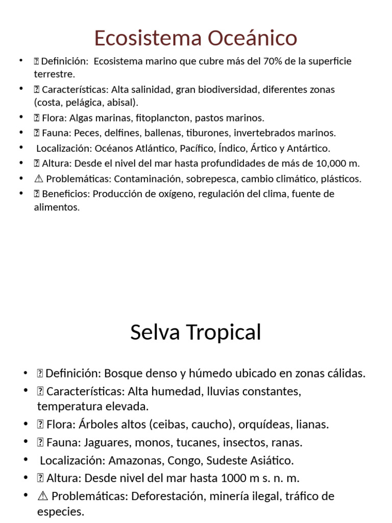 Ecosistemas_Presentacion | PDF | Mar | Ecosistema