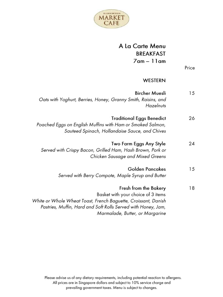 A La Carte Menu | PDF