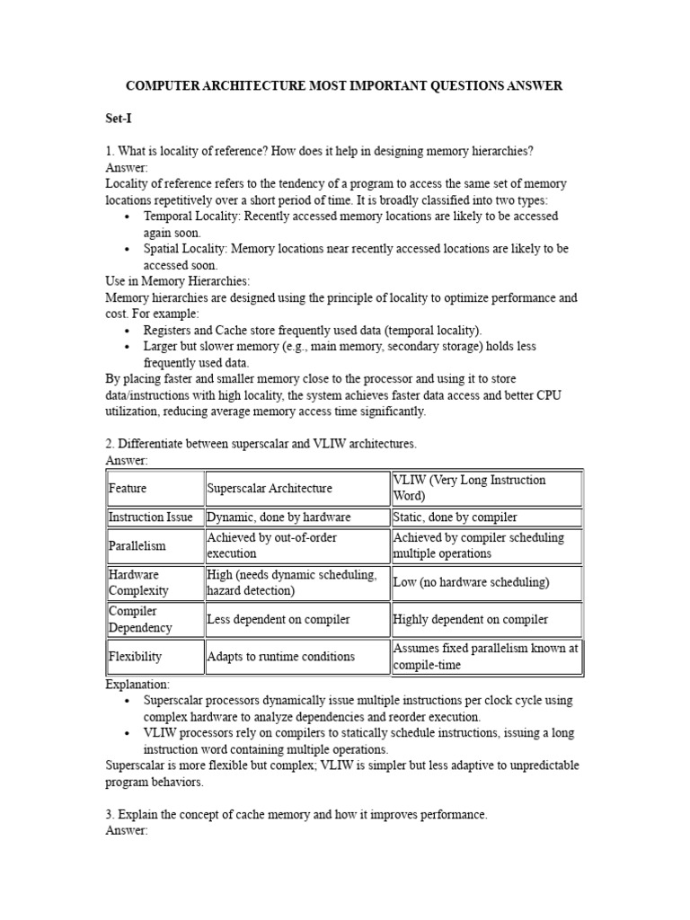 CompArch Most Important Questions | PDF | Cpu Cache | Central Processing Unit