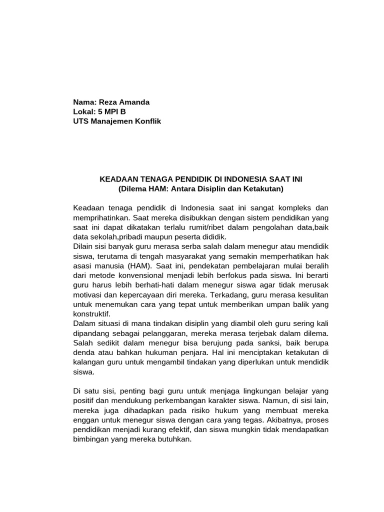 Keadaan Tenaga Pendidik Di Indonesia Saat Ini | PDF