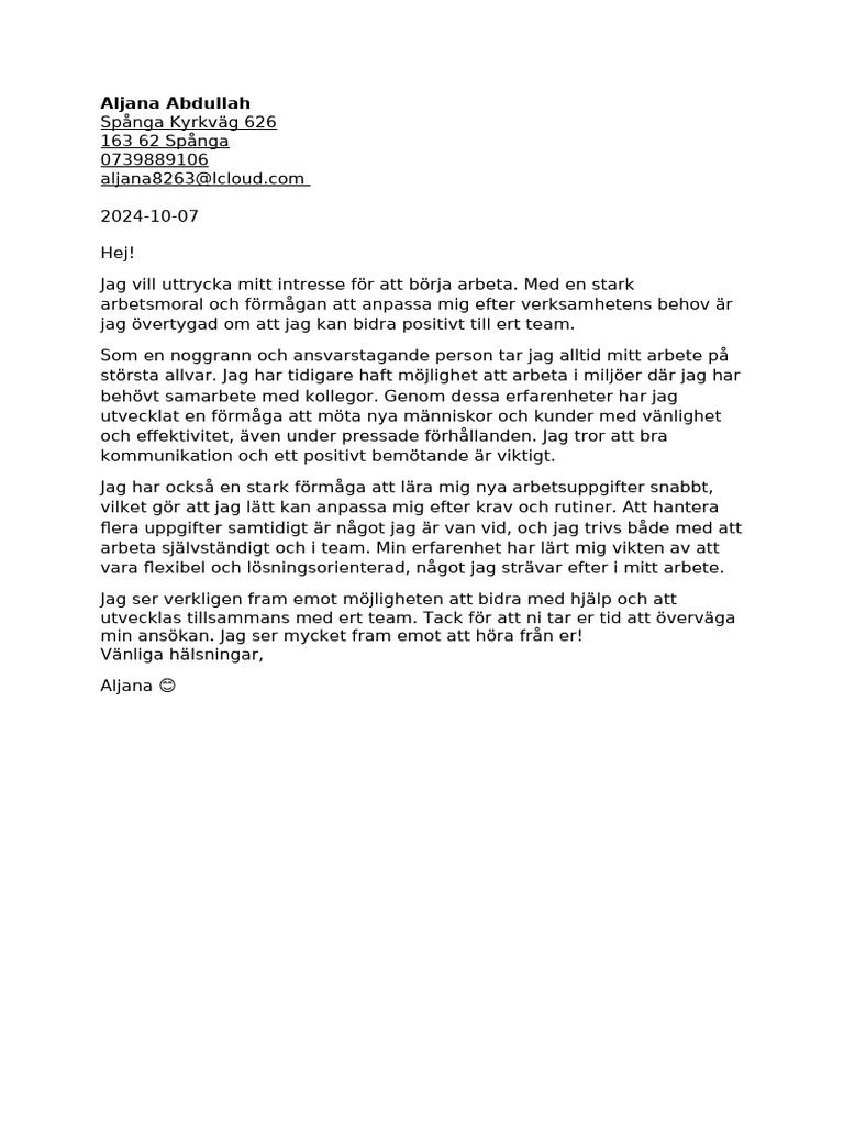 Personligt Brev | PDF