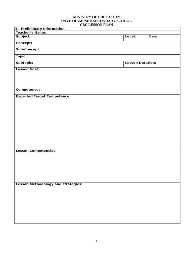 CBC BLANK LESSON TERMPLATE | PDF