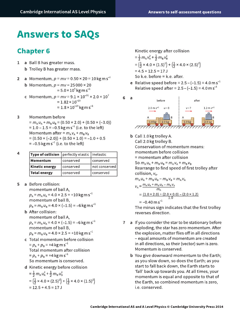 Chapter 6 Key Answer Cambridge A Level | PDF