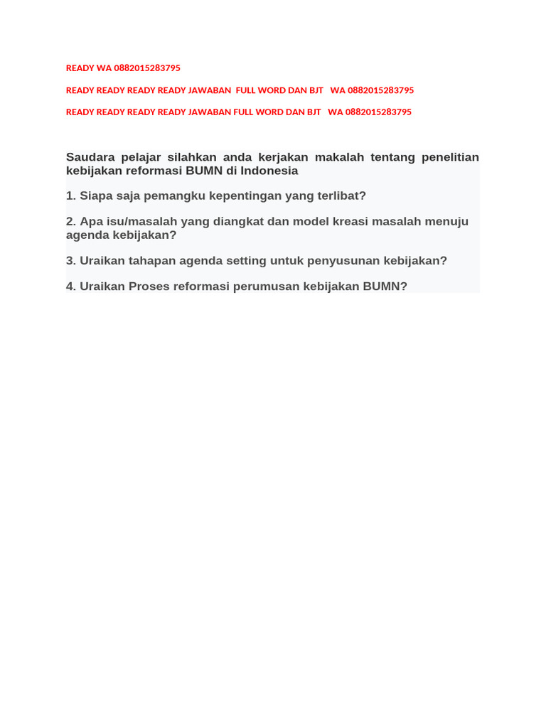 Tugas 2 Adpu4410 Kebijakan Publik Ready Wa 0882015283795 | PDF