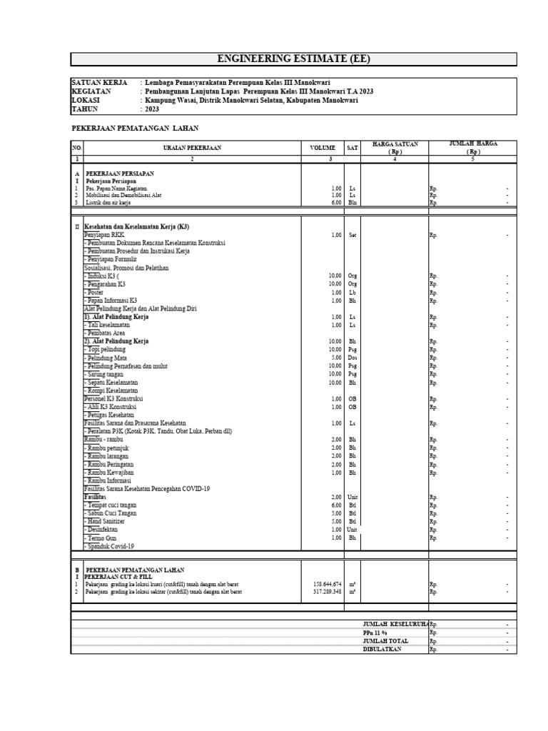 Engineering Estimate (Ee) | PDF