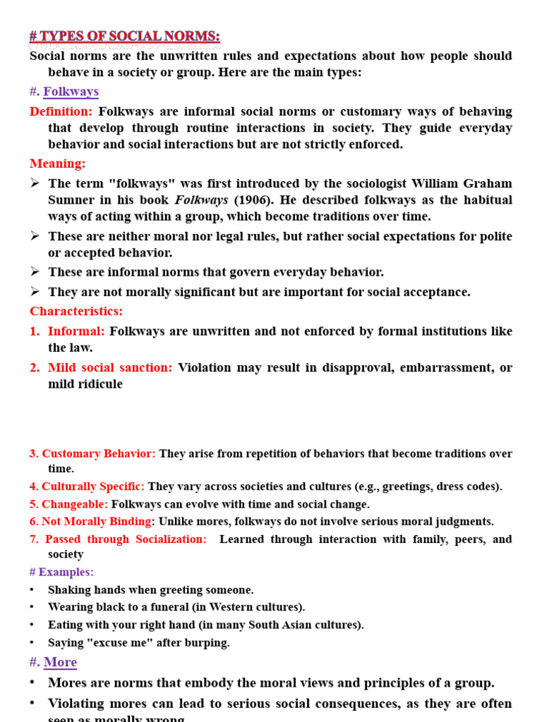 Types of Social Norms | PDF