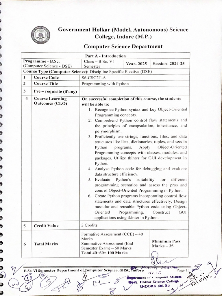 BSC - Vi - Sem - Syllabus - Dse-I - Computer Science - 2024-2025 | PDF