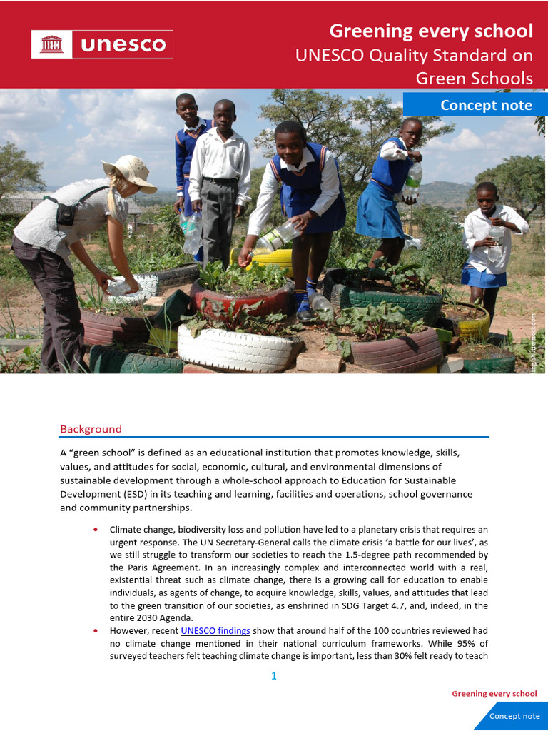 UNESCO Green School Quality Standards | PDF | Sustainability ...