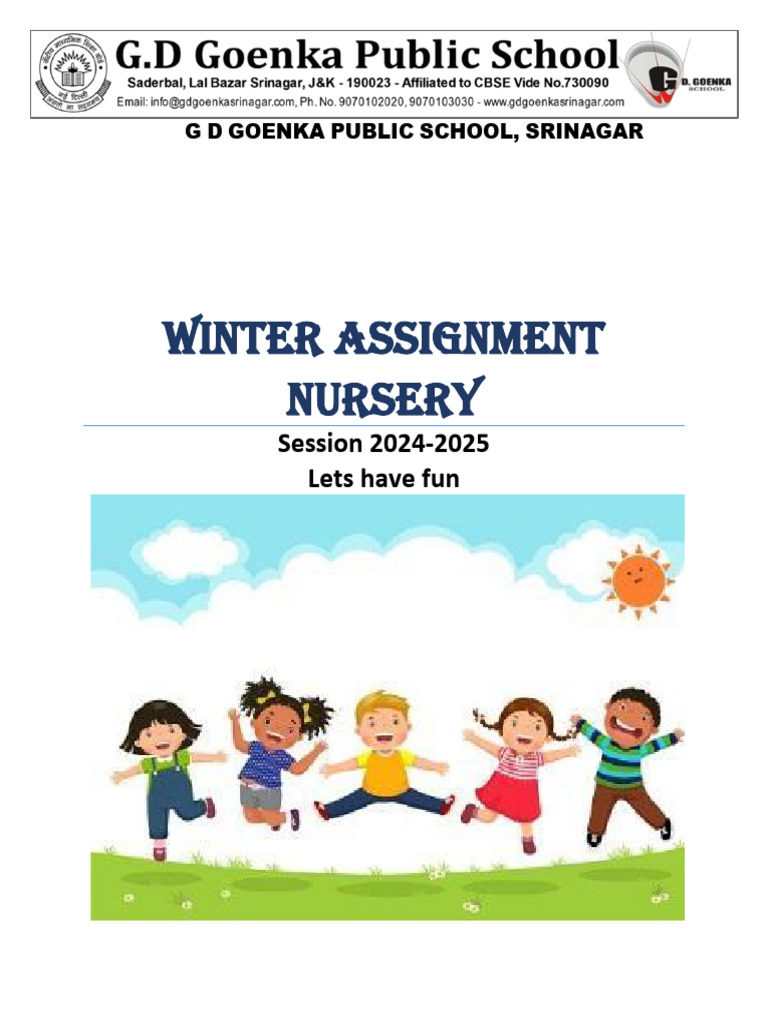 Nursery Winter Assignment 2024-25 | PDF
