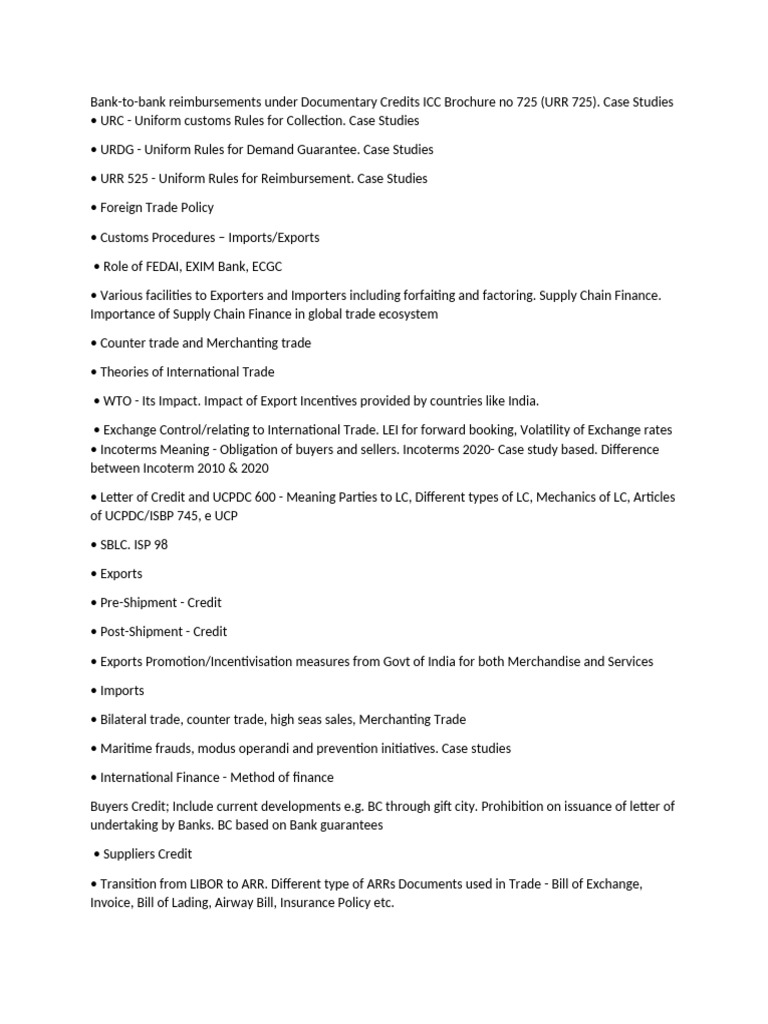 Syllabus Citf | PDF | Letter Of Credit | Business