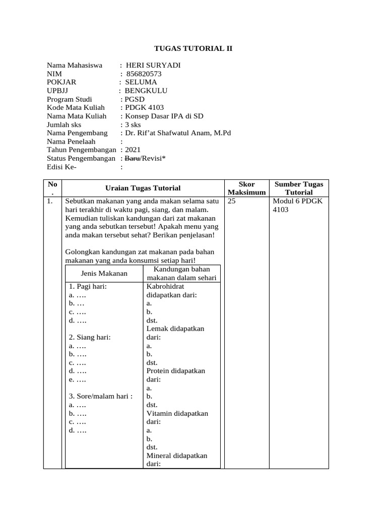 TUGAS TUTORIAL II Konsep Dasar IPA | PDF