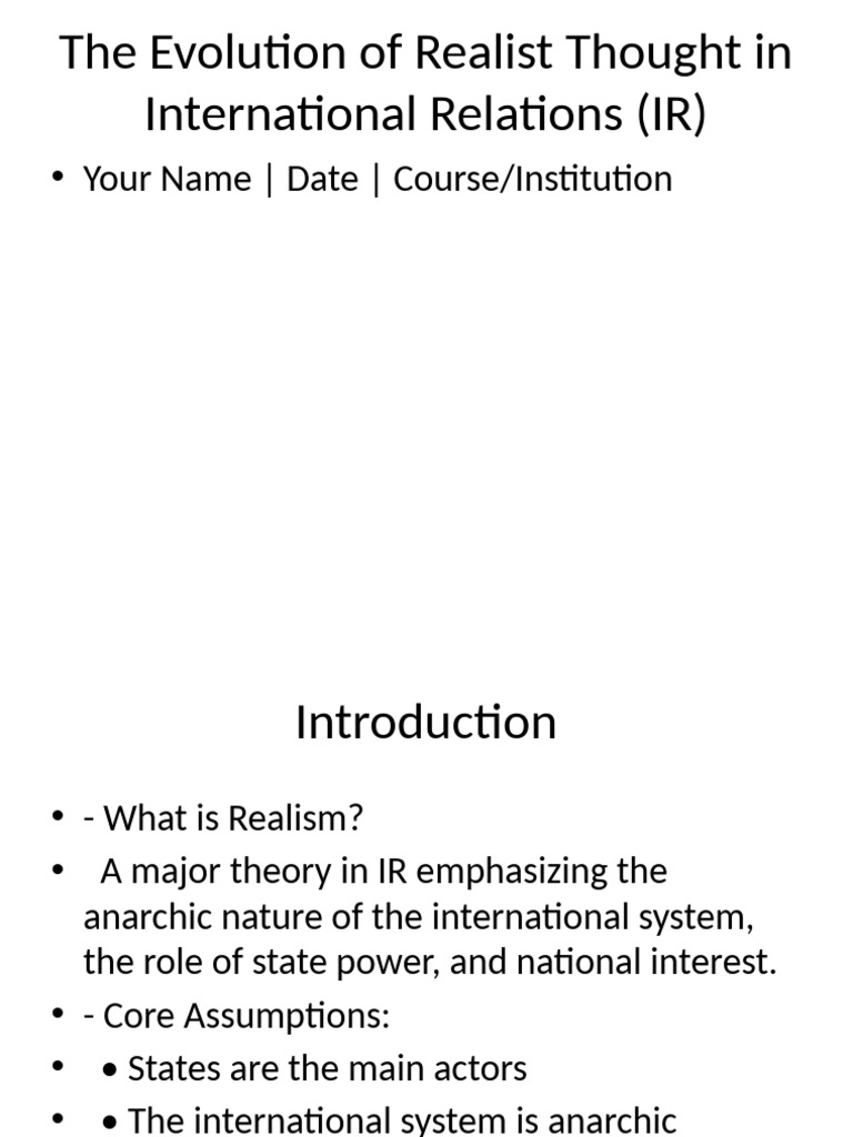 Evolution of Realist Thought in IR | PDF | Global Governance ...