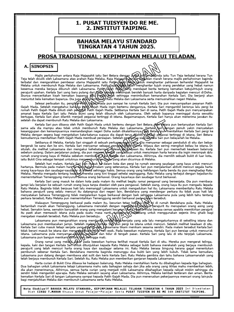 Prosa Tradisional Kepimpinan Melalui Teladan | PDF