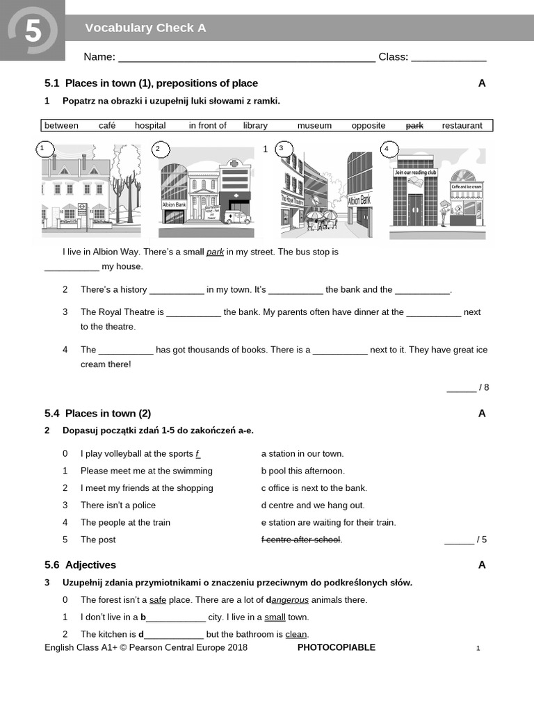 EC - A1P - Vocabulary Check 5A | PDF | Linguistics