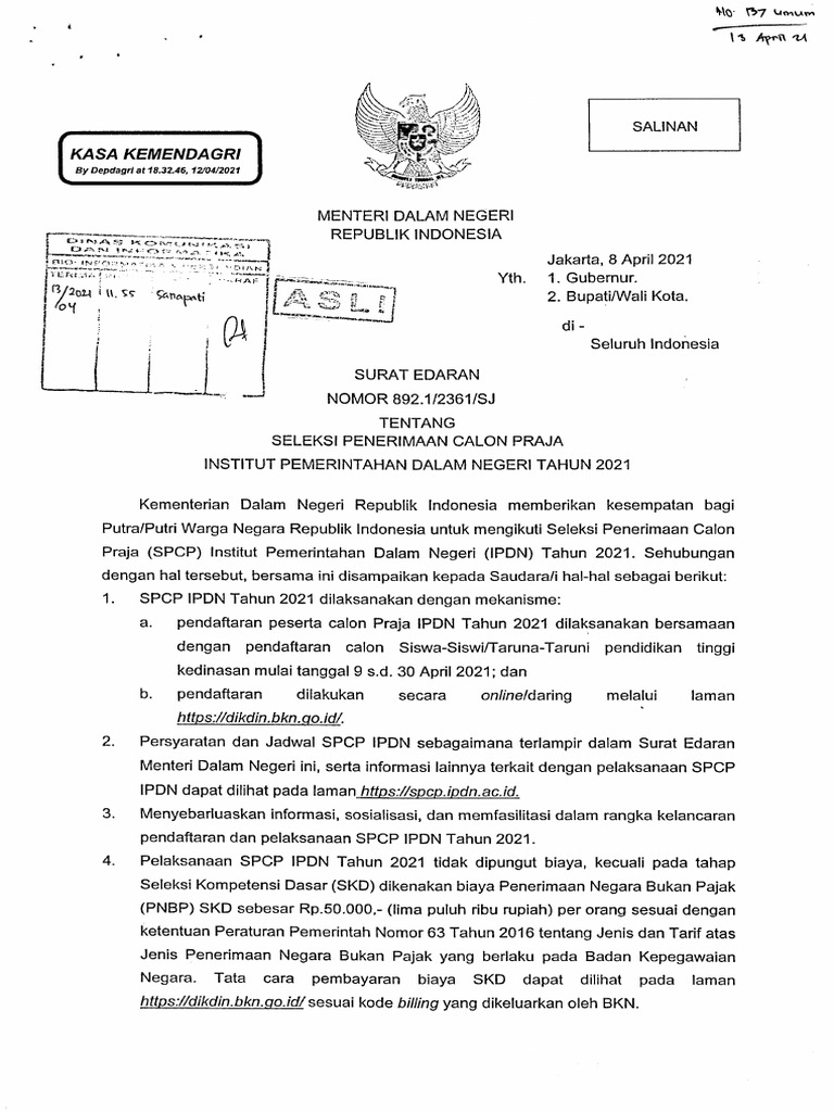 Seleksi Calon Praja IPDN | PDF