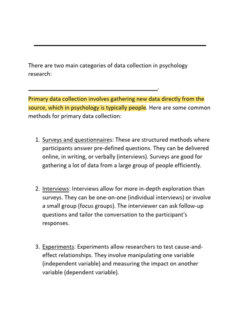 Methods of Data Collection | PDF