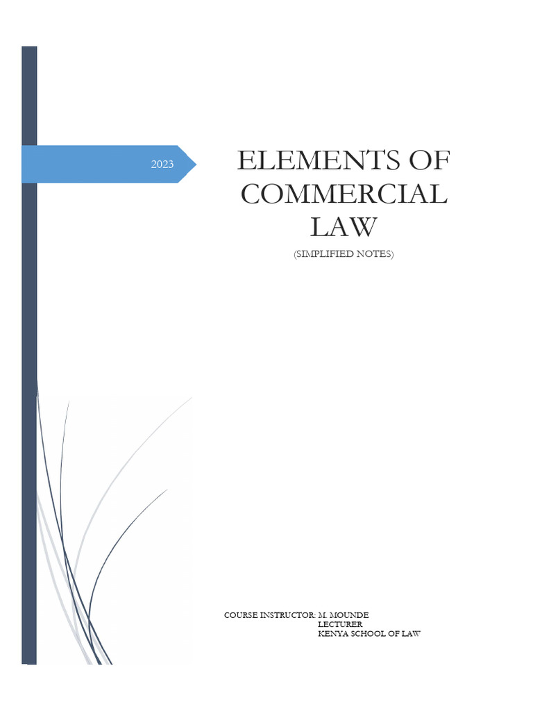 Elements of Commercial Law Overview | PDF | Sales | Goods