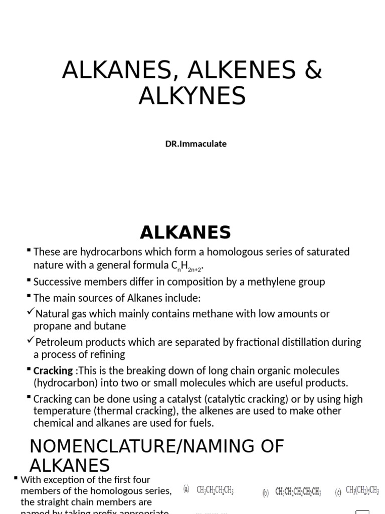 Alkanes, Alkenes & Alkynes | PDF | Alkene | Alkane