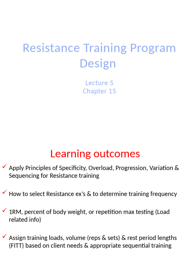 Resistance Training Program Design (Chapter 15) . | PDF | Strength ...