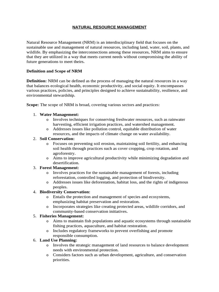 Sustainable Natural Resource Management | PDF | Sustainability | Forest ...