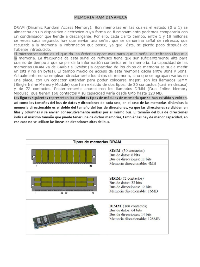 Memoria RAM estática y dinamica | Memoria de la computadora | Caché ...