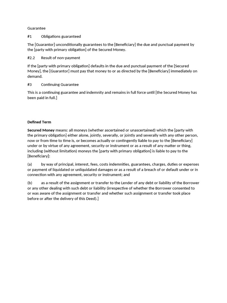 Model Guarantee Clause | PDF