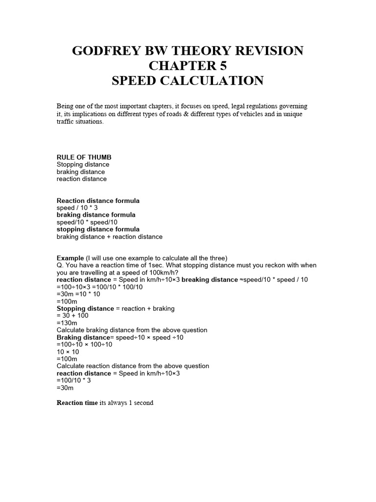 Theory Revision Chapter 5 | PDF | Traffic | Road