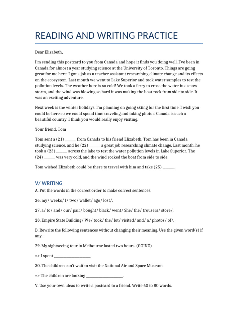 Reading_Writing_Practice | PDF