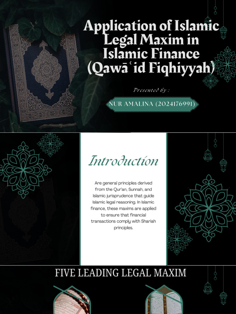 Q4-Application of Islamic Legal Maxim in Islamic Finance - AMALINA | PDF