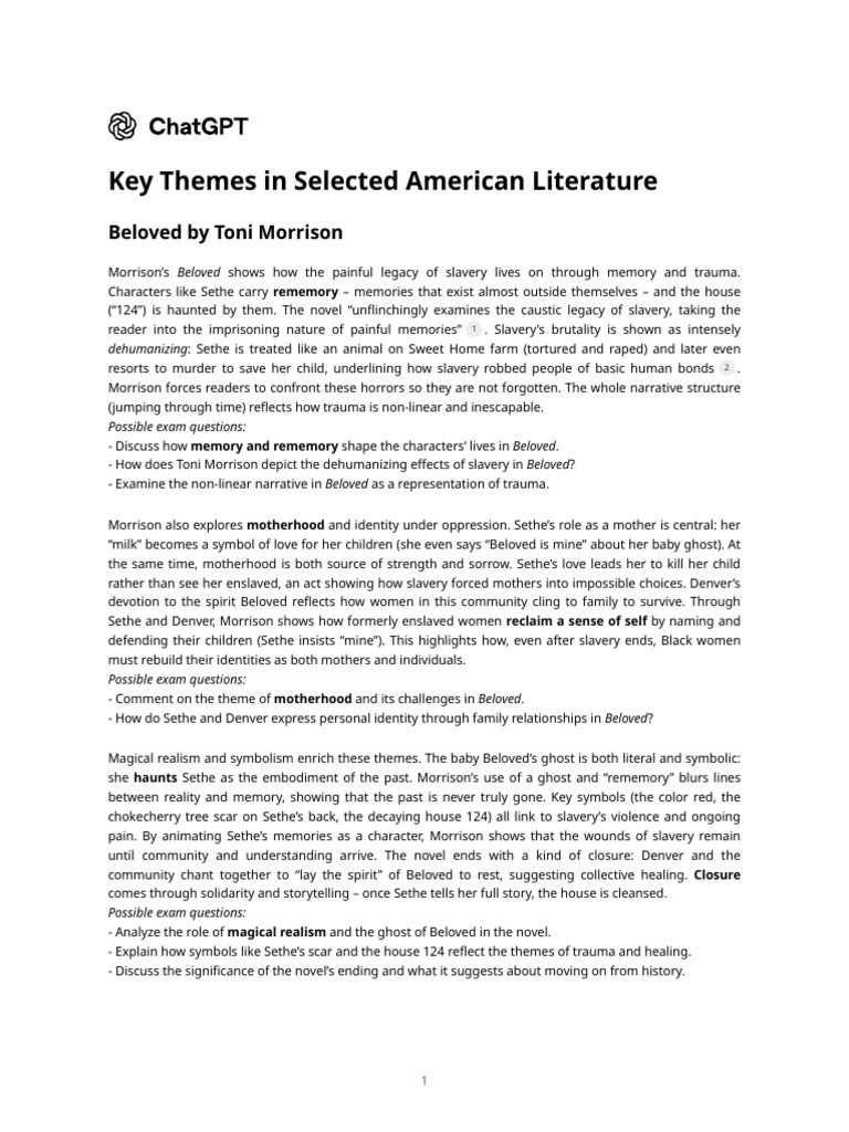 Key Themes in Selected American Literature | PDF | The Awakening ...