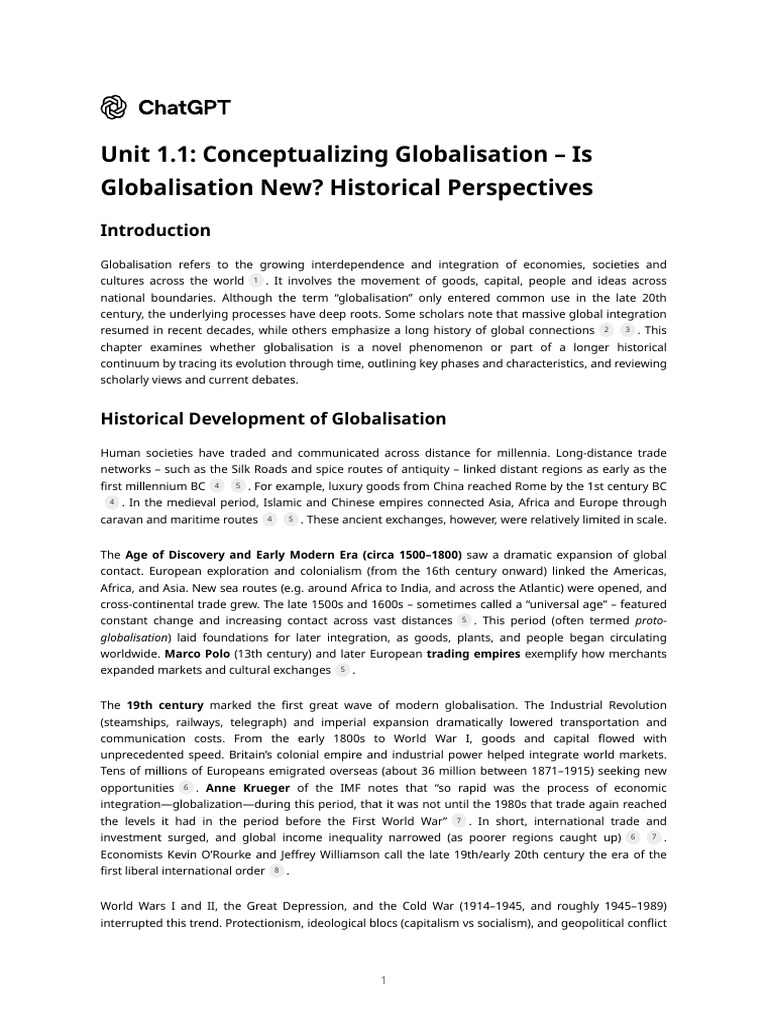 Unit 1.1 - Conceptualizing Globalisation - Is Globalisation New ...