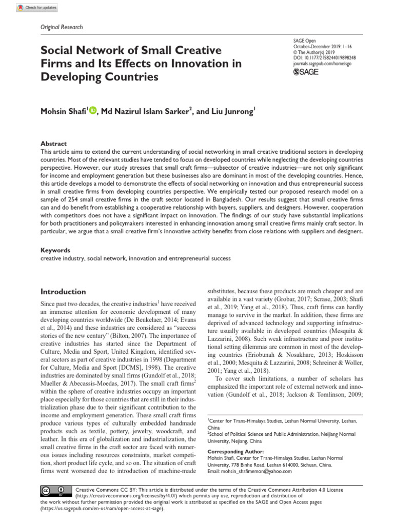 2019 Sage Open Soial Network | PDF | Innovation | Supply Chain