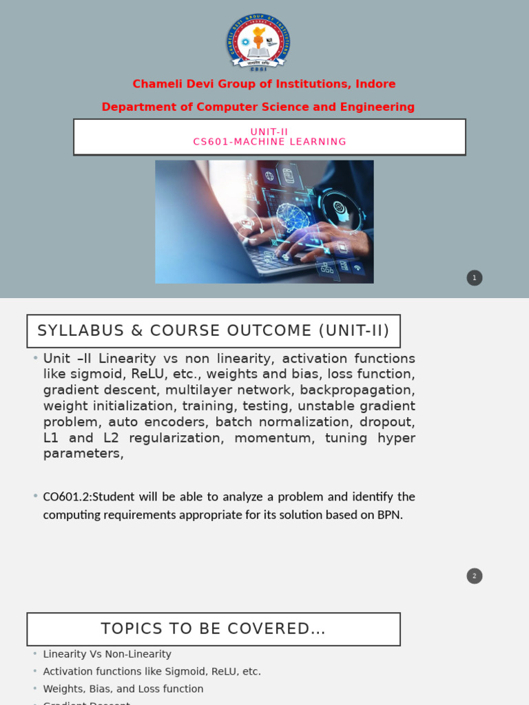 CS601 - Machine Learning - Unit 2 New | PDF | Linear Regression | Data Compression