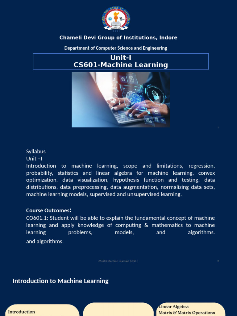 CS-601 Machine Learning Unit-1 New | PDF | Type I And Type Ii Errors | P Value