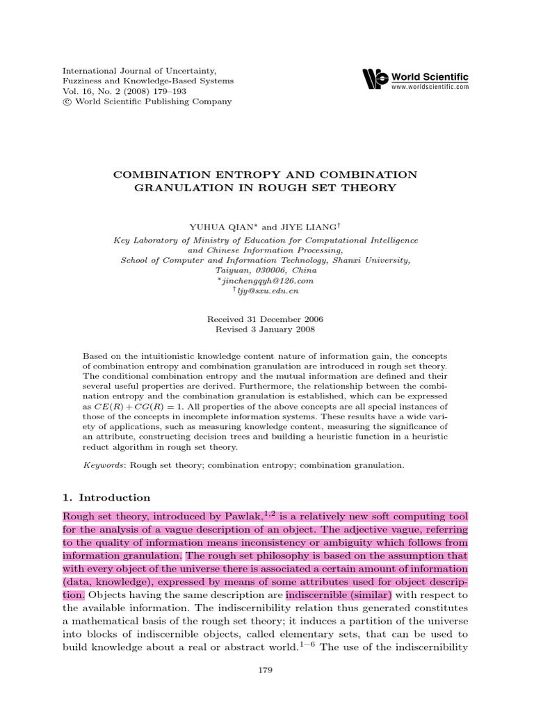 Fuzzy Combination Entropy | PDF | Information | Mathematics