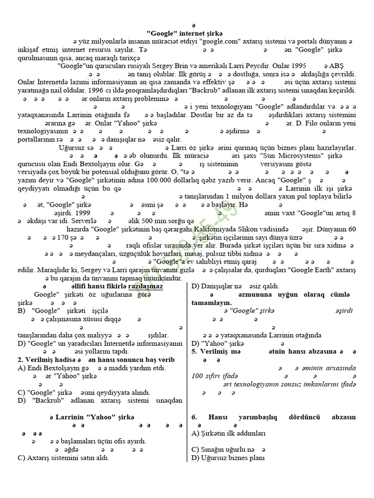19 May 2024 VI Sinif Monitorinq Azərbaycan Dili Suallar VƏ Cavablar | PDF