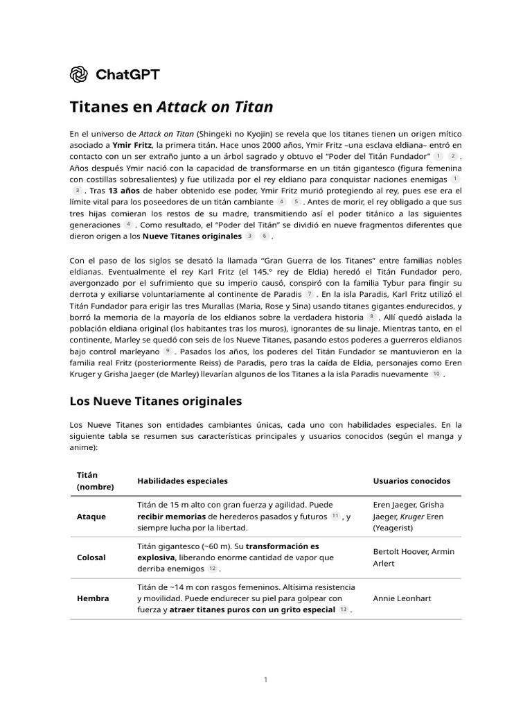 Titanes en - Attack On Titan | PDF