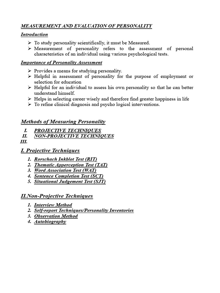 Projective Techniques in Personality Assessment | PDF | Psychology ...