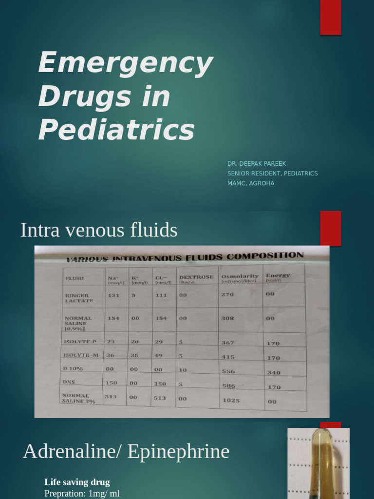Essential Emergency Drugs for Pediatrics | PDF | Medical Specialties ...