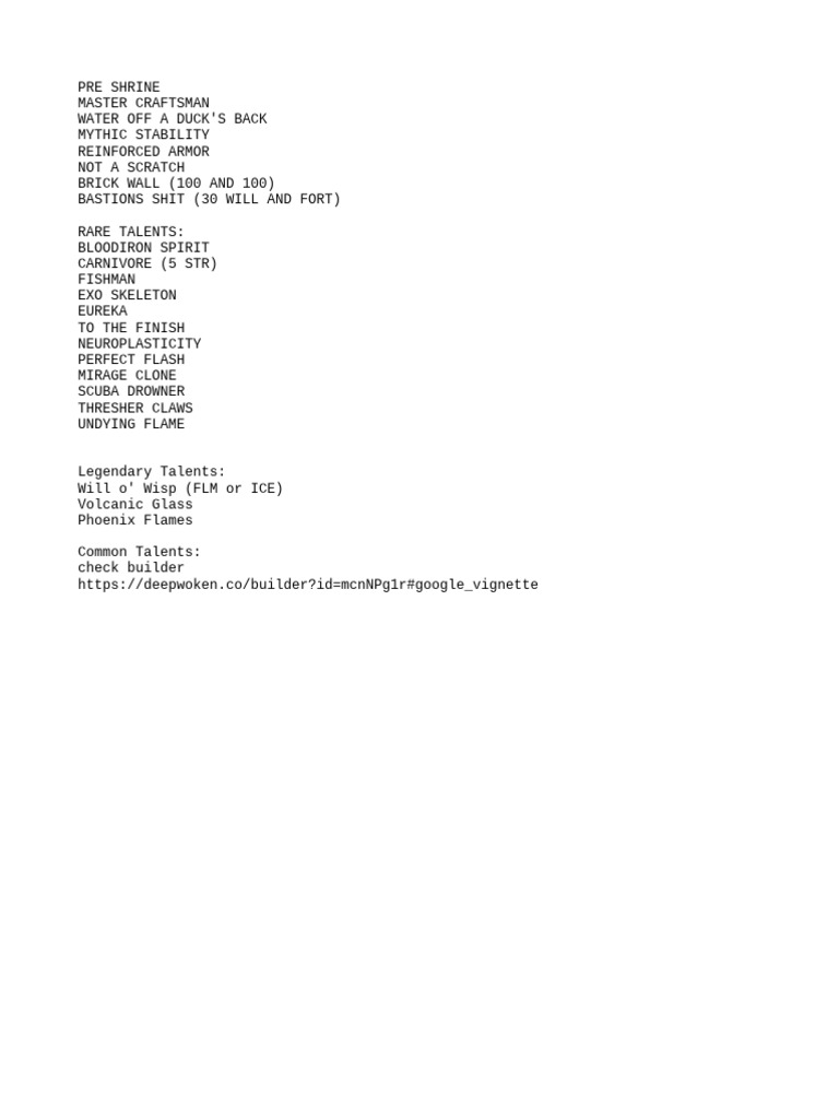 Deepwoken Talent Overview and Builds | PDF